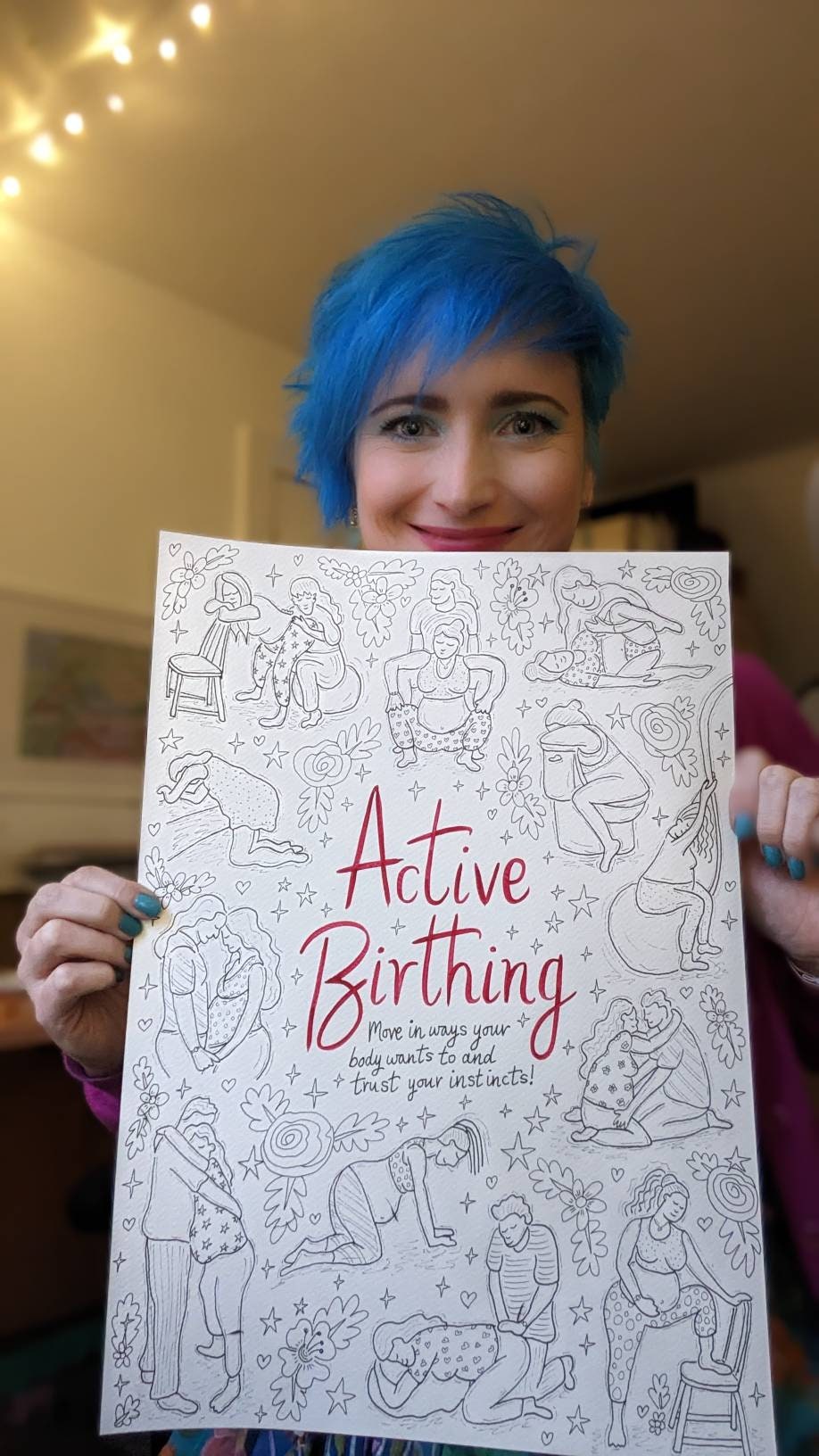 Birth Positions A3 Colouring Poster Download Active Labour - Etsy Australia