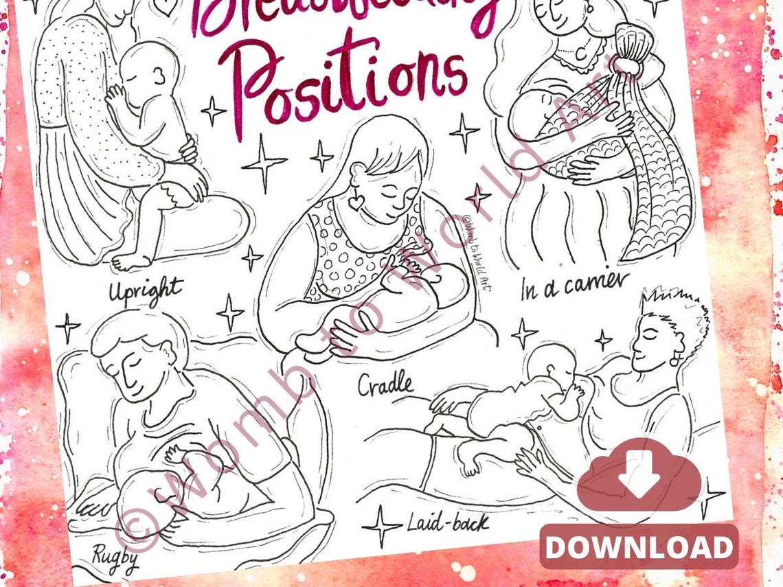 Breastfeeding Positions Colouring Page Download | Nursing PDF Handout ...