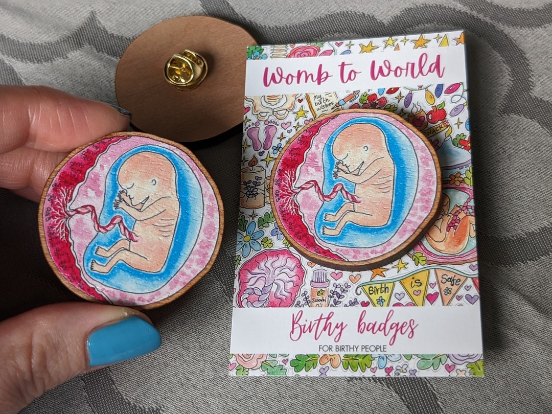 Baby in the Womb Badge Wooden Pin Badge Doula Gift Pregnancy Pin ...