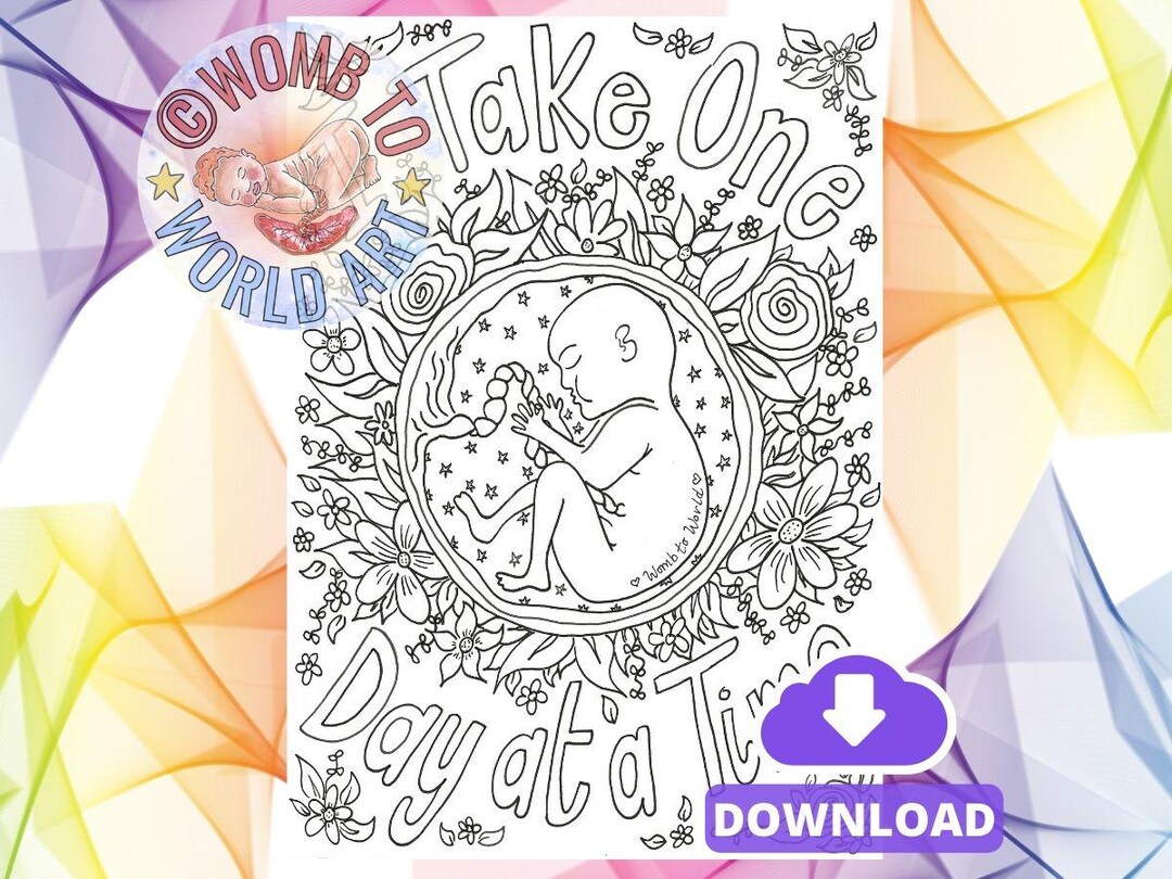 Baby Womb Pregnancy Colouring Affirmation Page Download | Birthworker ...