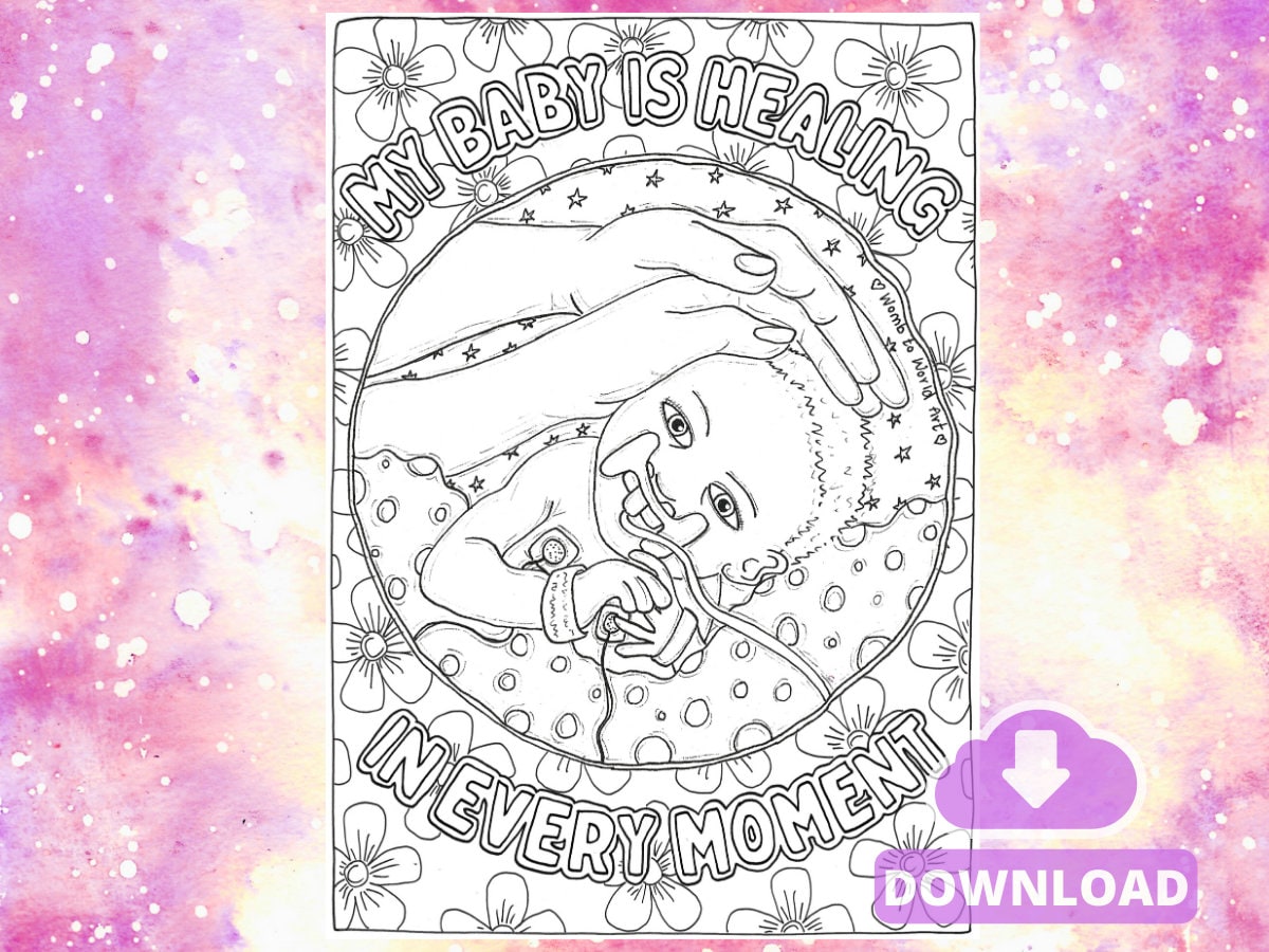 NICU Baby Sibling Colouring Page NICU Handouts Download Doula NICU ...