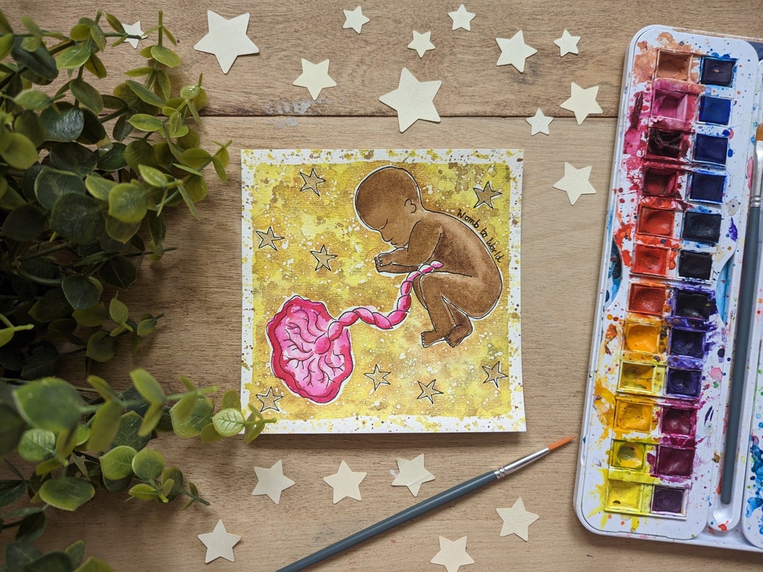 Fetus Placenta Art Original Womb Watercolour Painting Picture for ...