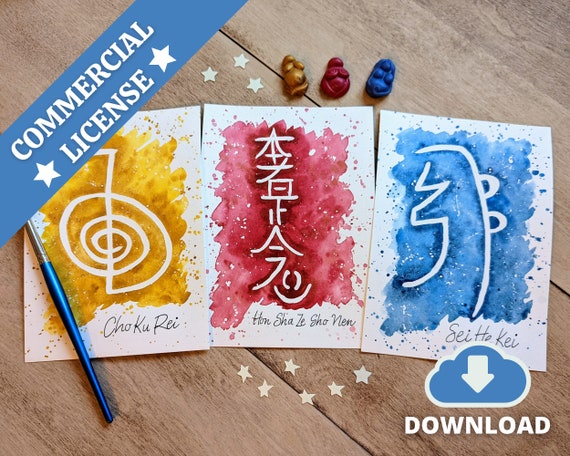 Reiki Digital Prints Level 2 Symbols Watercolour Art A5: - Etsy