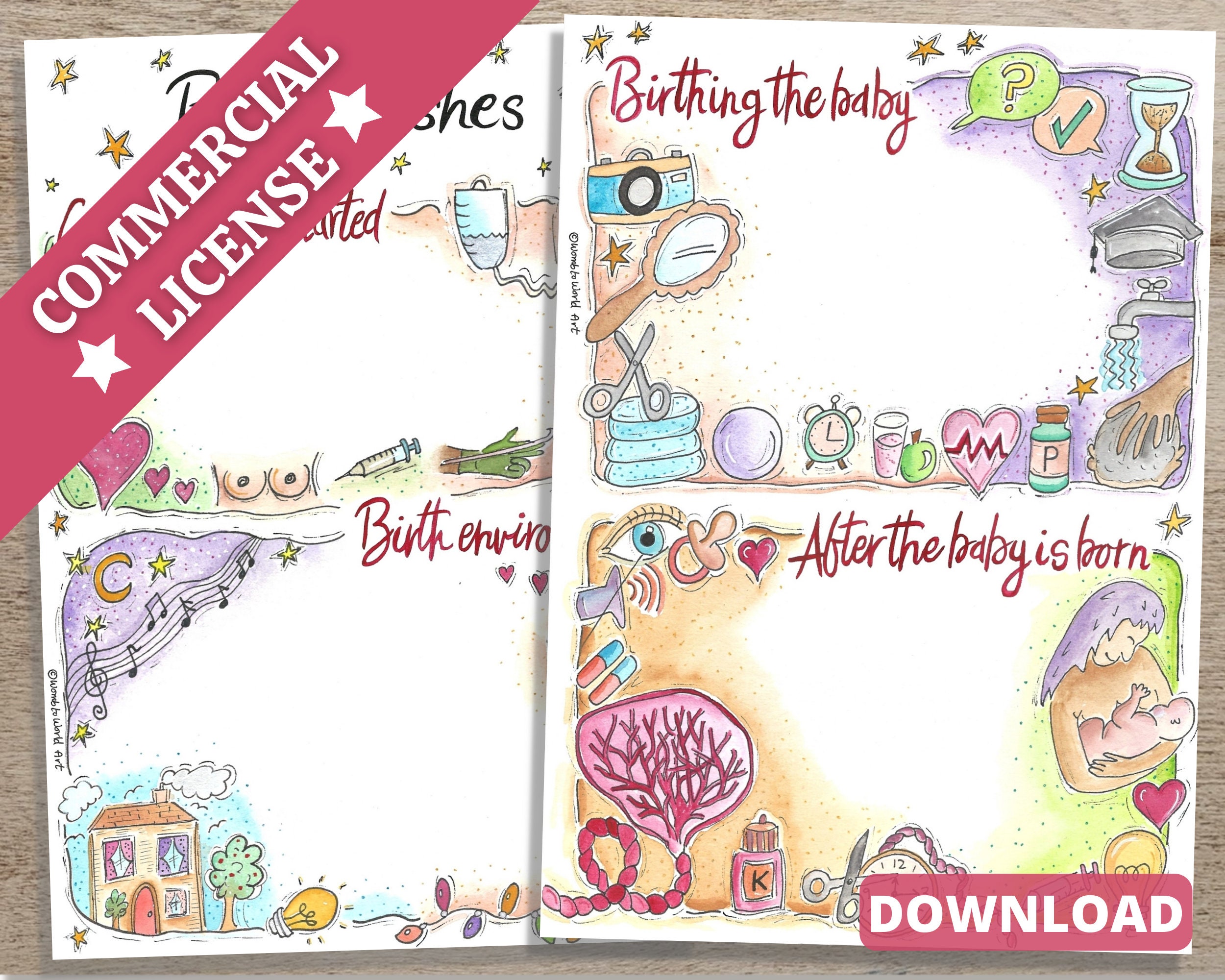 Illustrated Visual Birth Plan Template PDF Download Doula - Etsy