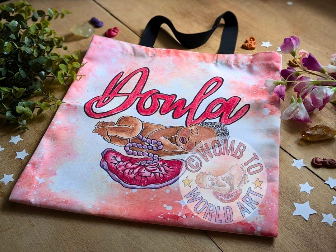 Doula Tote Bag Doula Gift Pregnancy Art Bag Birth Bag Hospital Bag ...