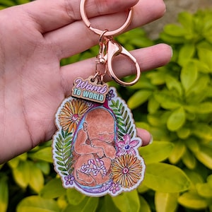Baby in the Womb Art Midwife Keyring | Doula Gift Idea | Pregnancy ...