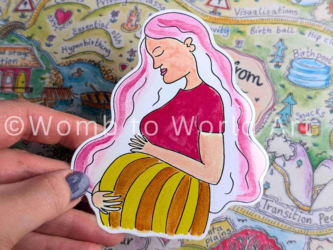 Pregnant Woman Sticker: Doula Midwife Gift, Womb to World Art (10cm) - Etsy