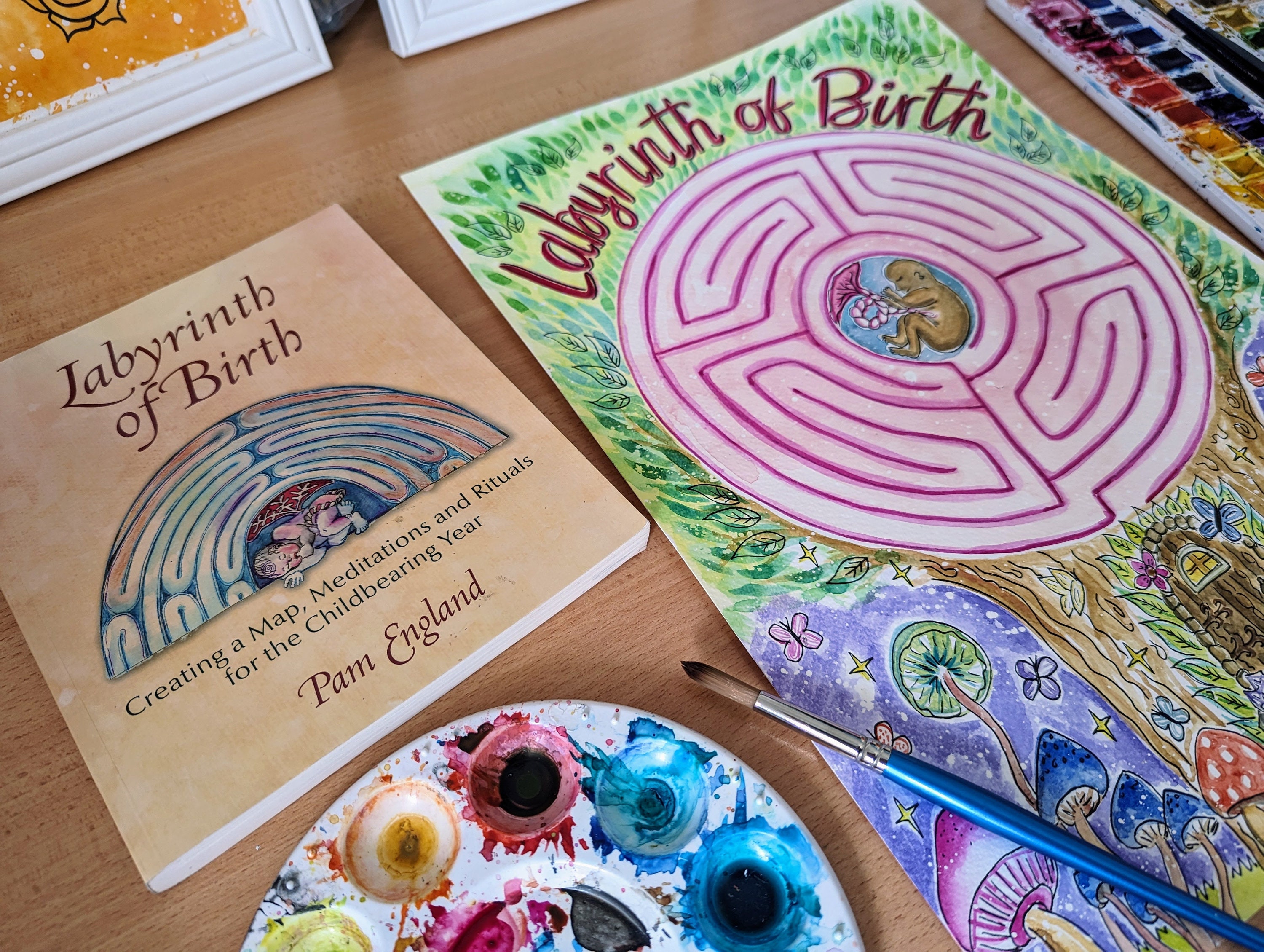 Labyrinth of Birth A3 Watercolour Painting Childbirth Doula Labor and ...