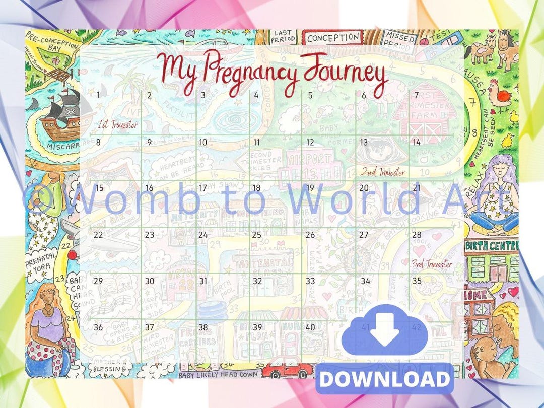 42 Weeks Pregnancy Calendar A3 Download PDF | Antenatal Education ...