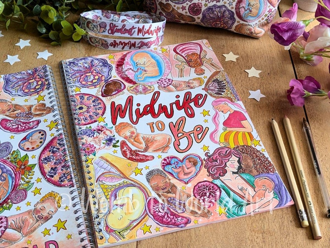 A4 Student Midwife Notebook Lined | Midwifery Notepad | Pregnancy Art ...
