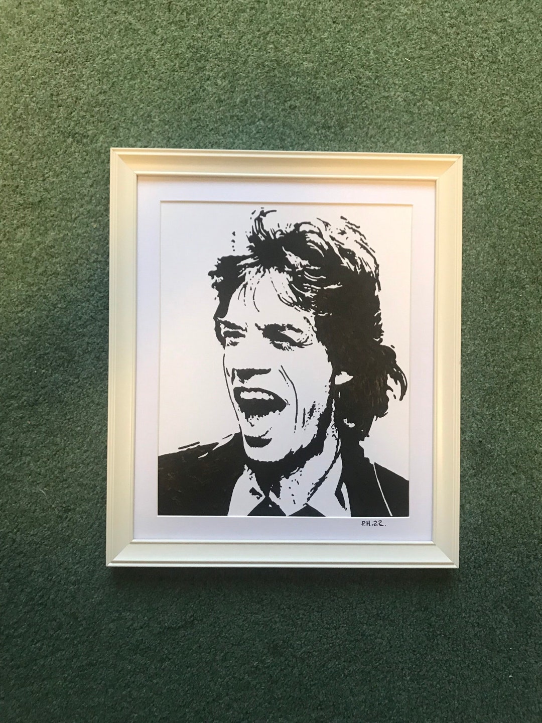 Mick Jagger Painting. Not a Print I Dun It.11x12.5 framed. Free Yes ...