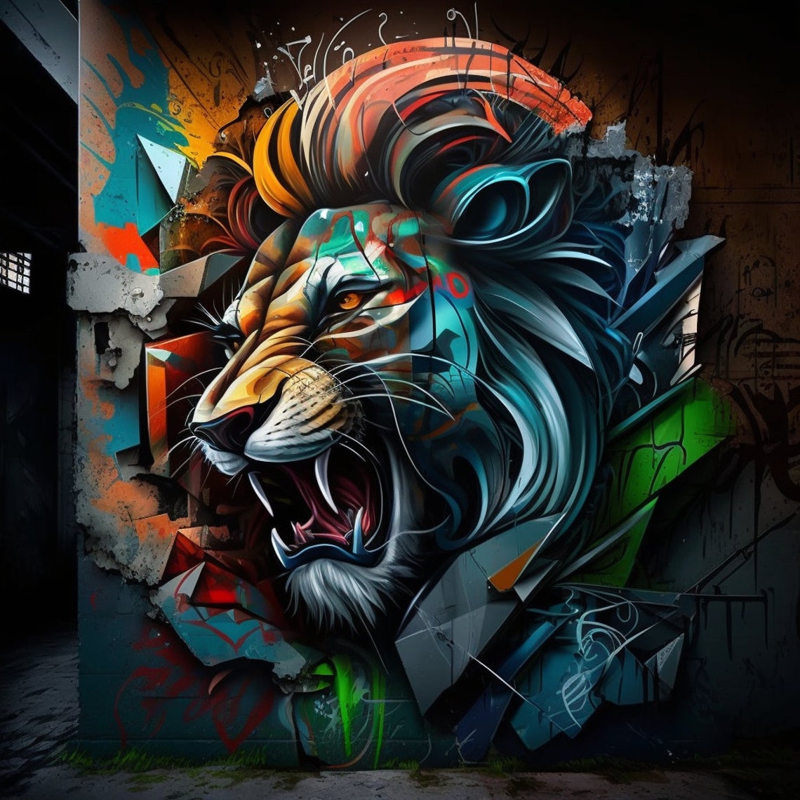 Graffiti Style Art - Lion - Etsy