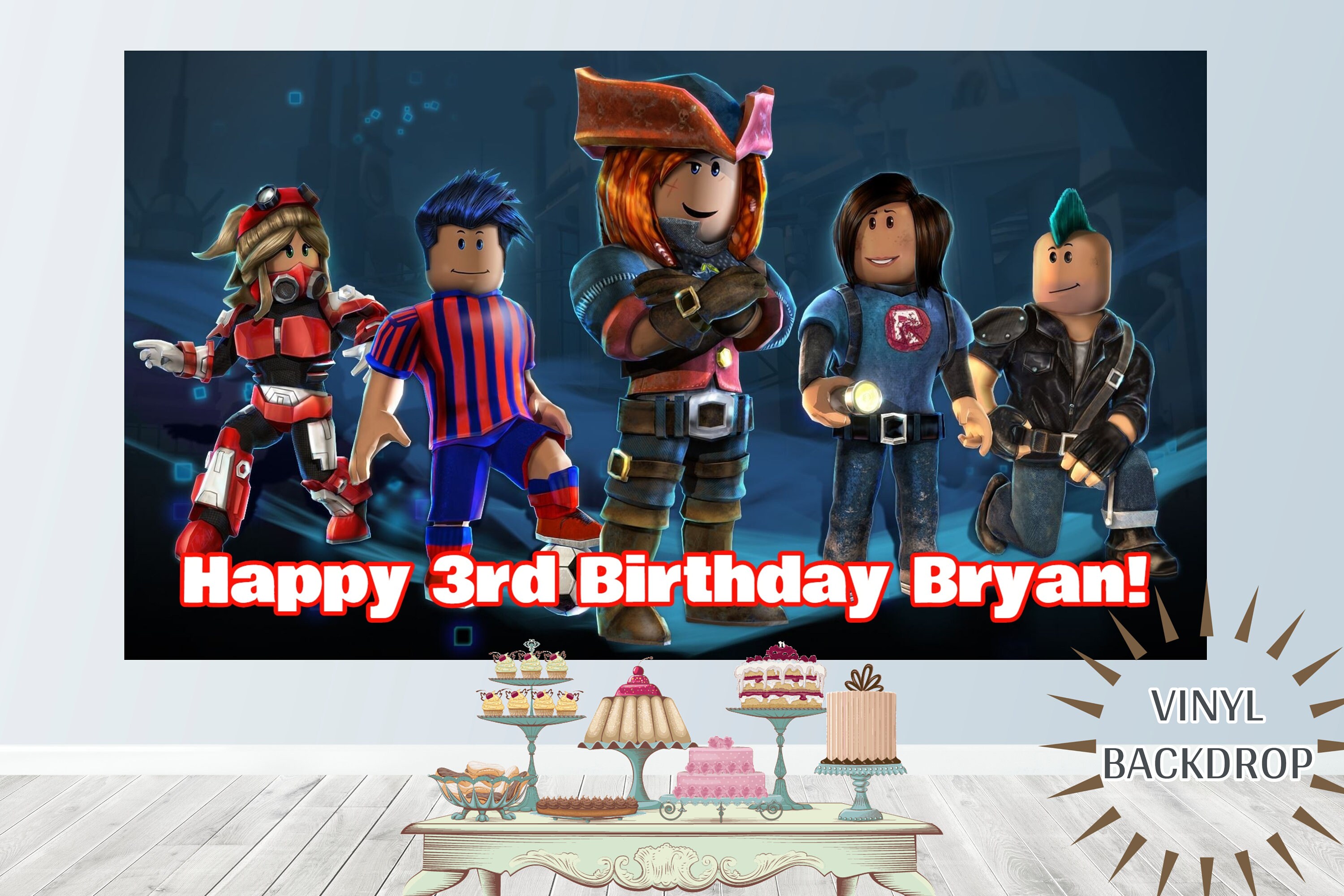ROBLOX Birthday Party Vinyl Backdrop ROBLOX Baby Birthday | Etsy