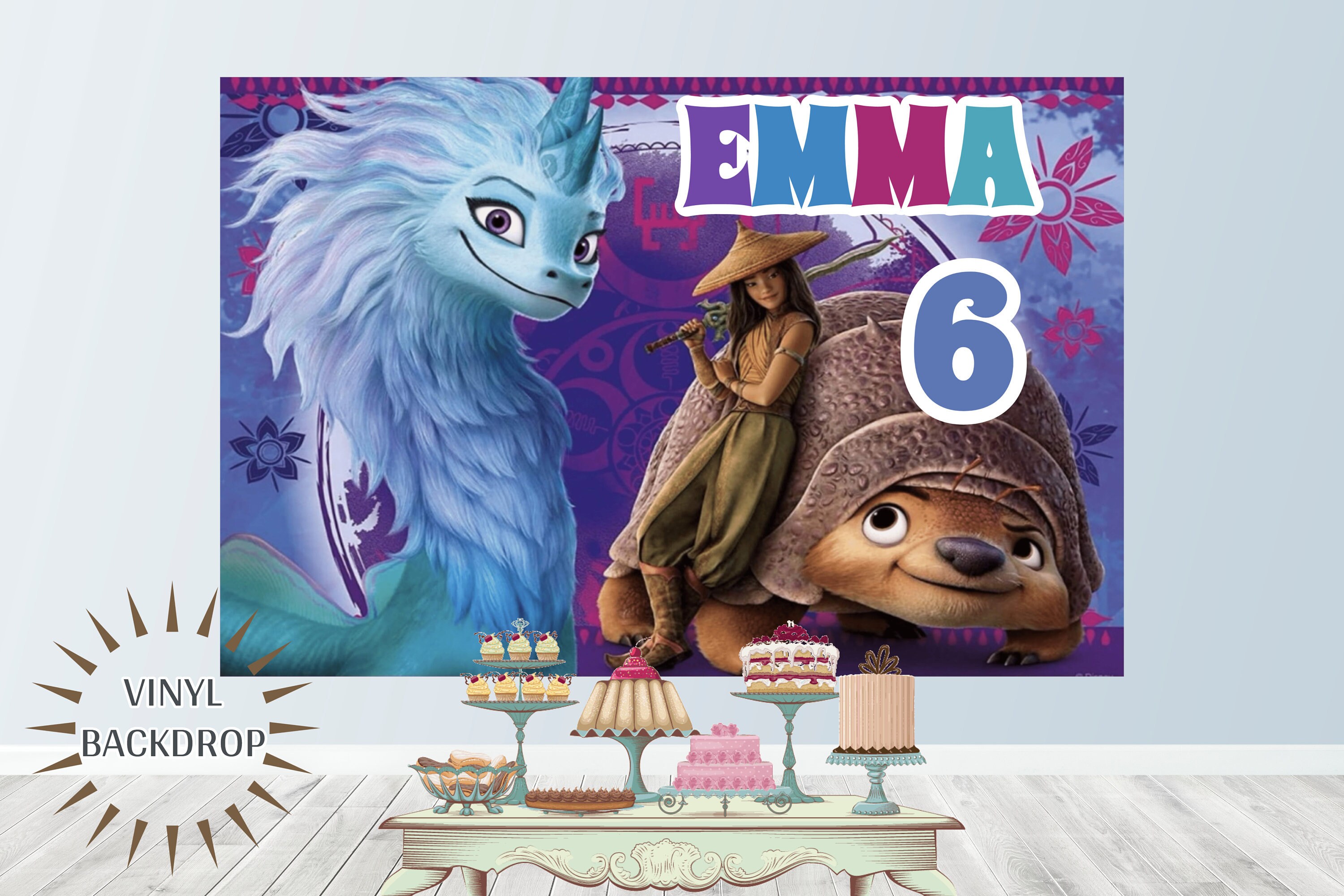 RAYA and The LAST DRAGON Birthday Party Vinyl Backdrop Raya | Etsy