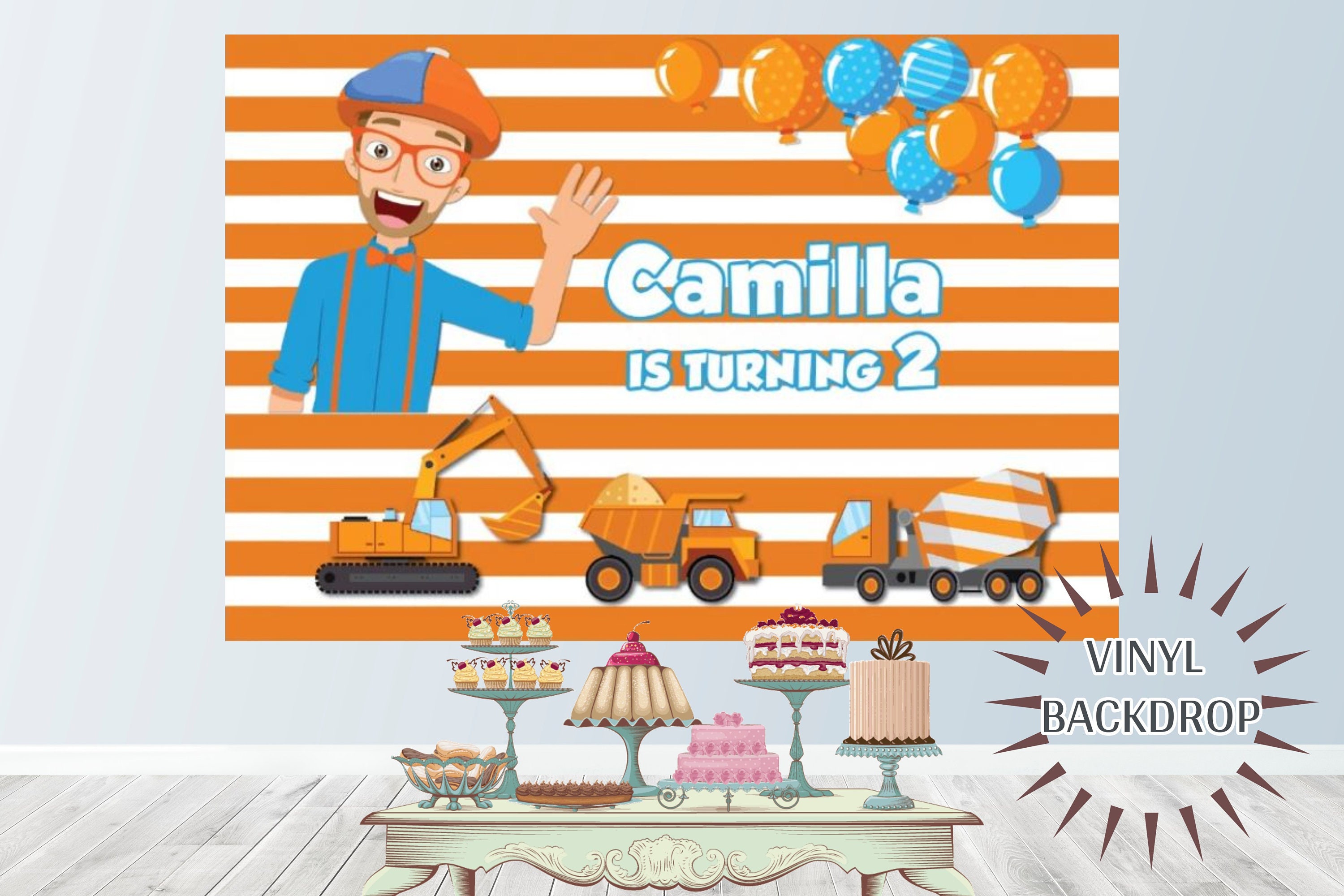BLIPPI Birthday Party Vinyl Backdrop BLIPPI Construction | Etsy