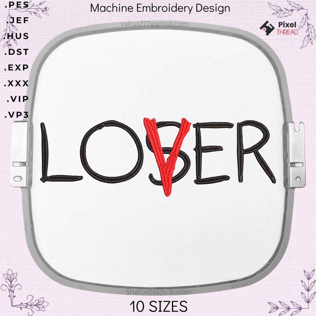Lover Loser Machine Embroidery Design (digital Download) - Etsy