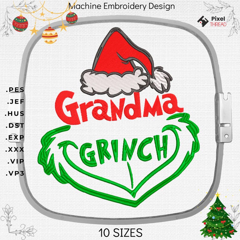 Grandma Grinch Machine Embroidery Design: Holiday Humor (digital ...