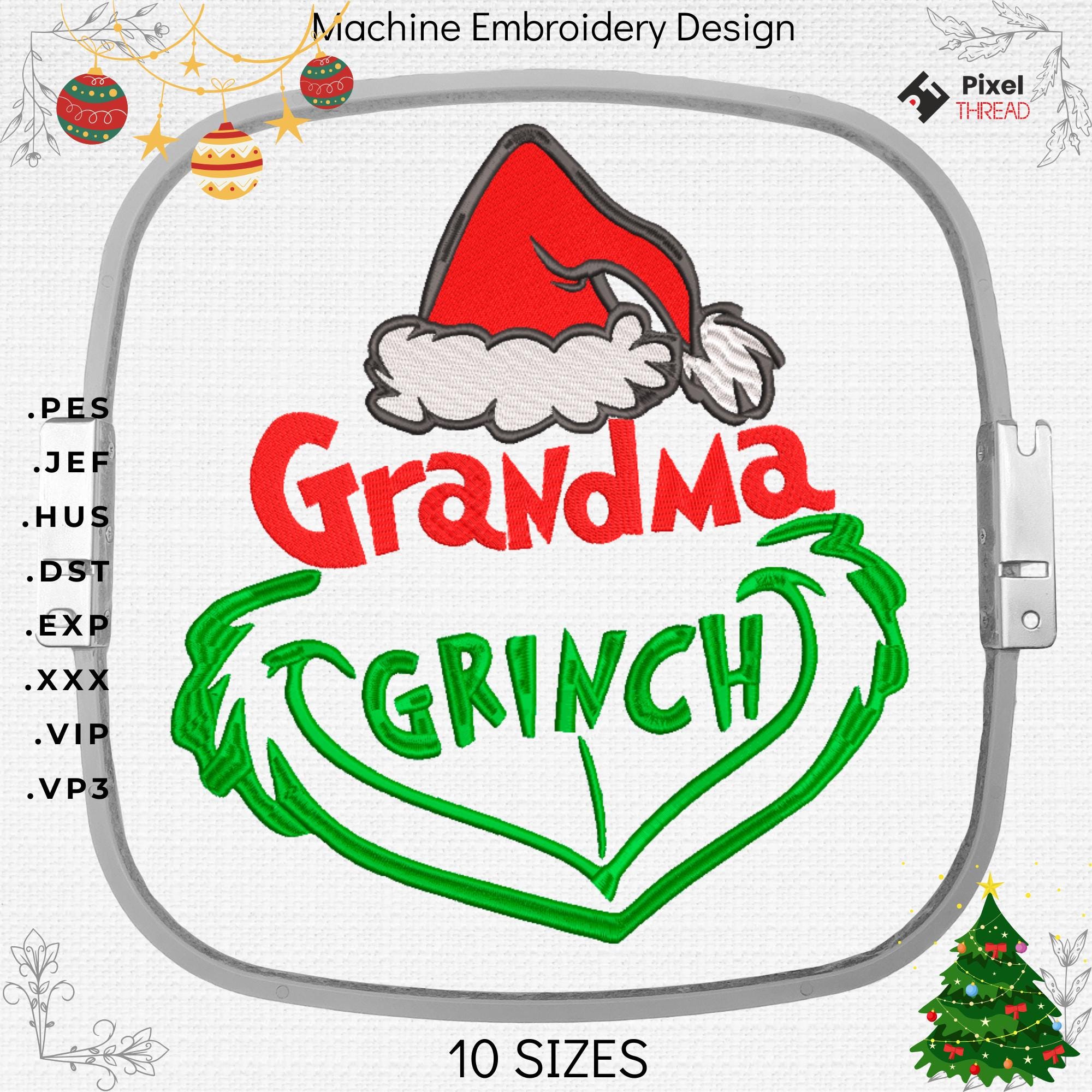 Grandma Grinch Machine Embroidery Design: Holiday Humor (digital ...