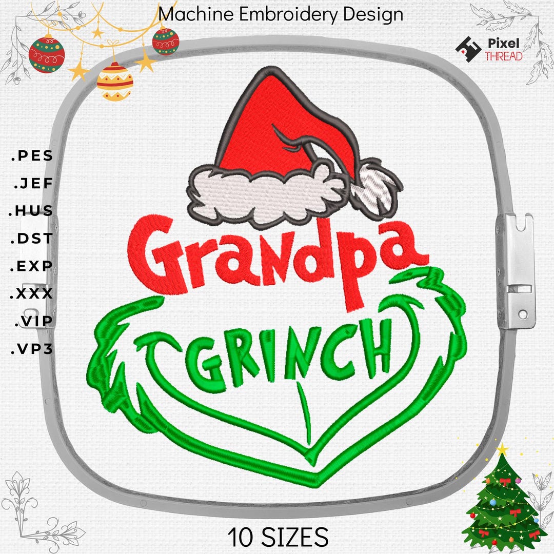 Grandpa Grinch Machine Embroidery Design (digital Download) - Etsy