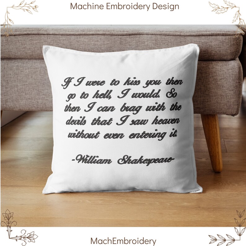 Shakespeare Verse Embroidery, Love Shakespeare Machine Embroidery ...