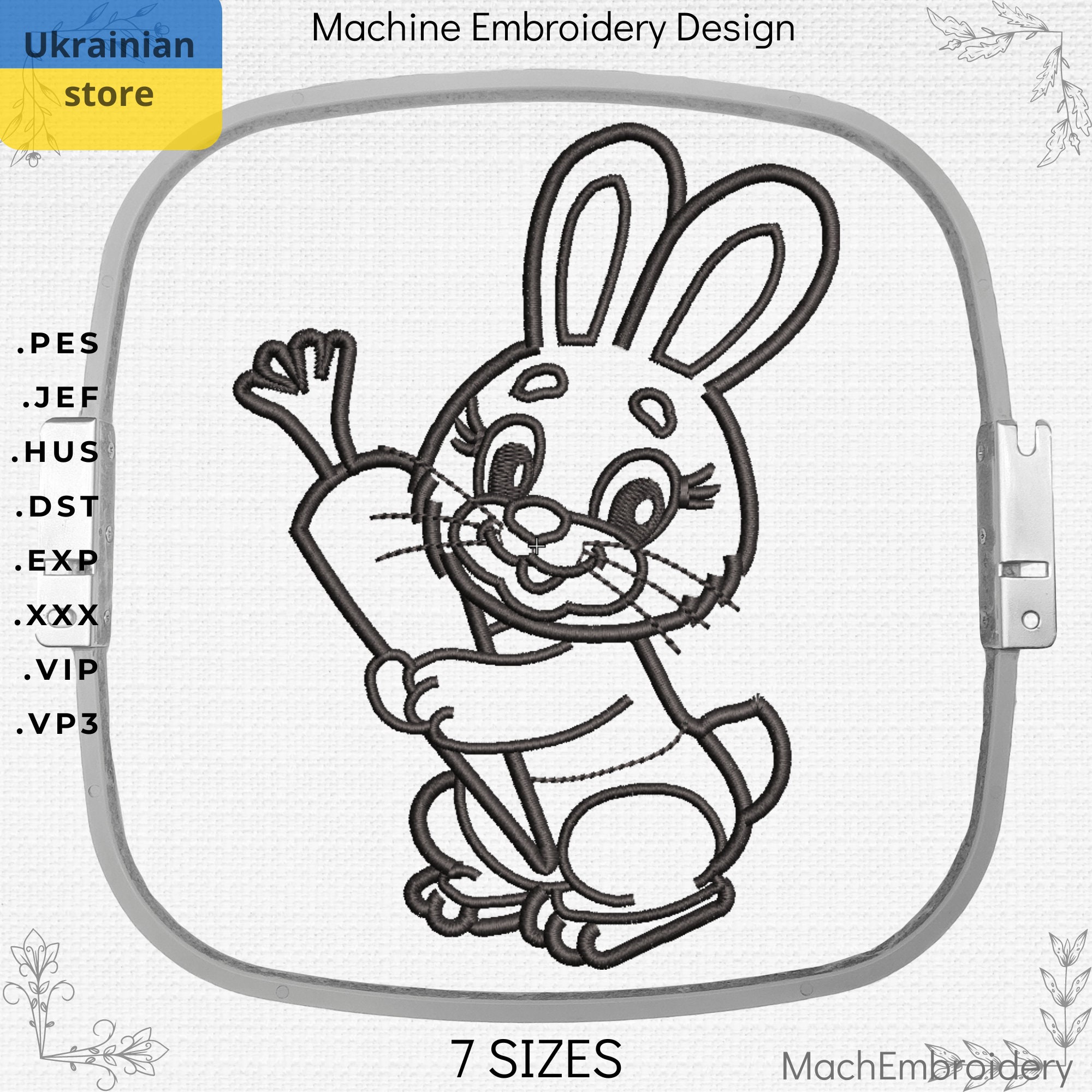 Rabbit With Carrot Machine Embroidery Design (digital Download) - Etsy