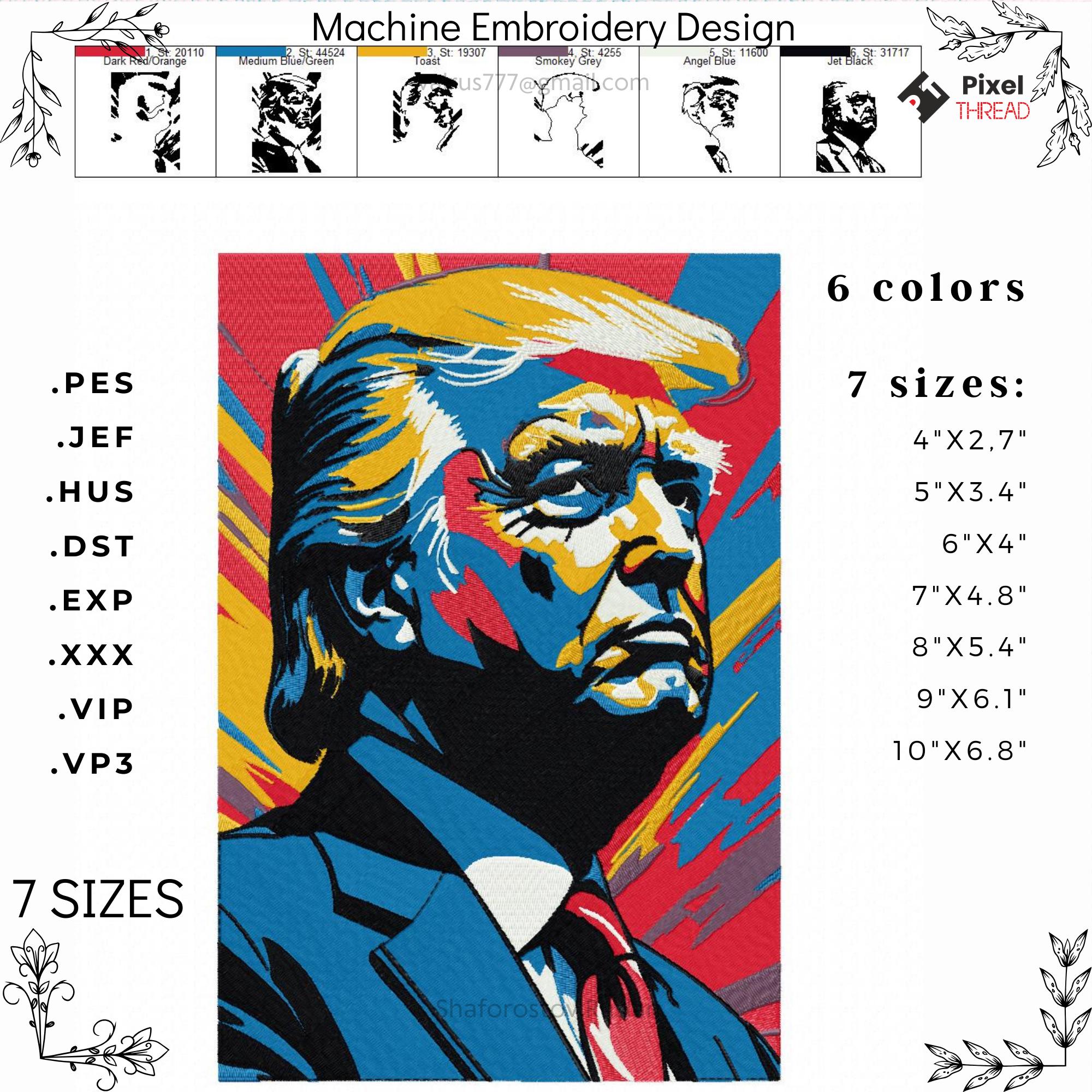 Trump Color Embroidery Design for the Political Enthusiast. - Etsy