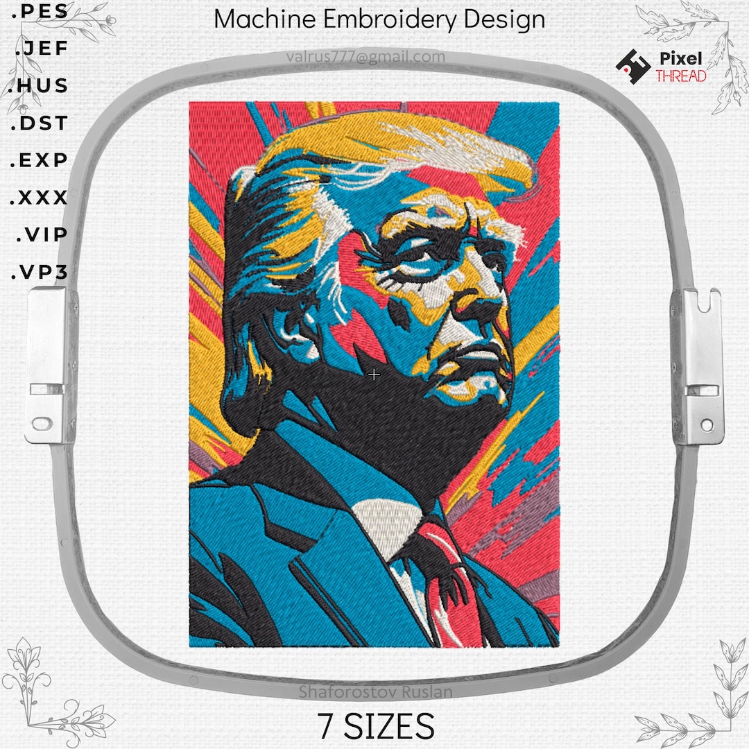 Trump Color Embroidery Design for the Political Enthusiast. - Etsy