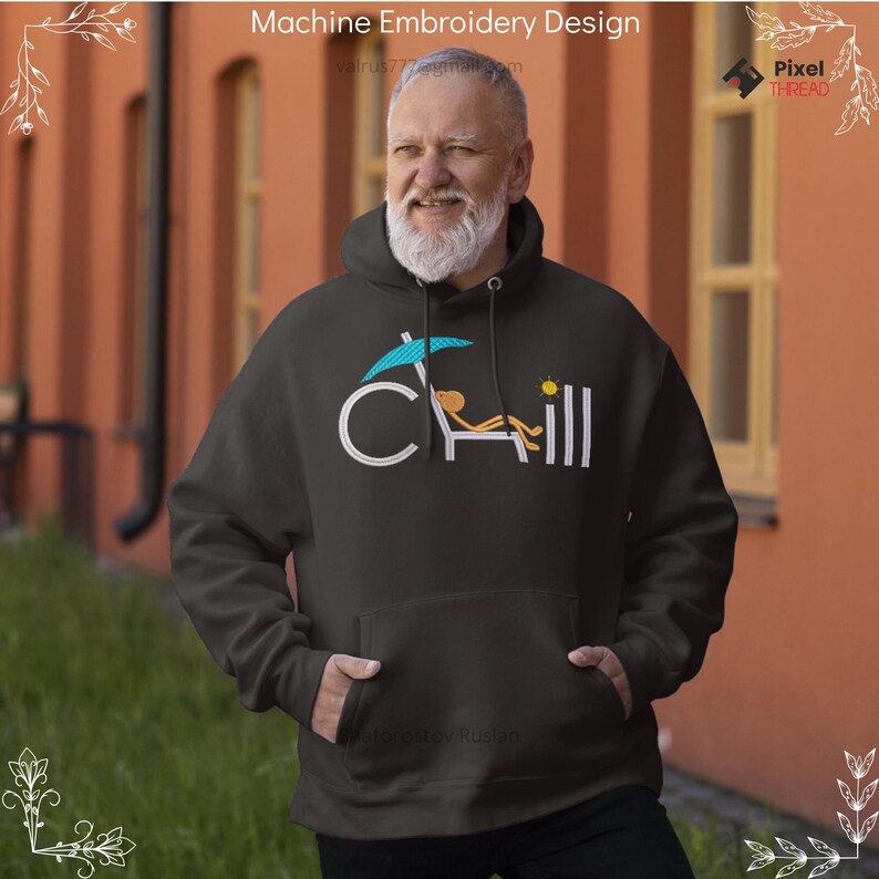 Chill Embroidery Design – Relaxing Summer Vacation Shirt (digital ...