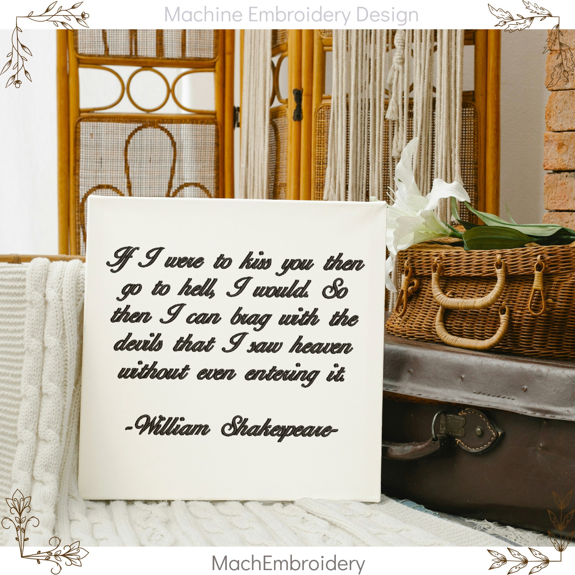 Shakespeare Verse Embroidery, Love Shakespeare Machine Embroidery ...