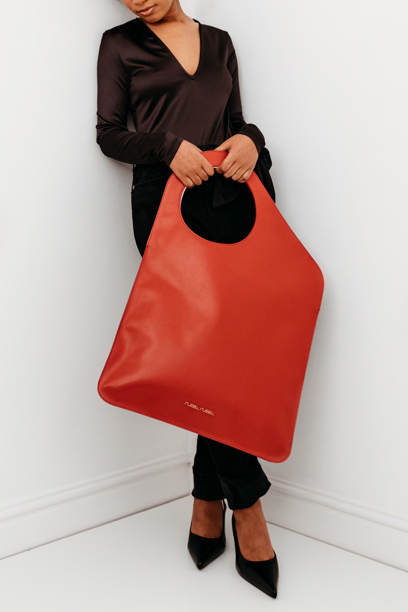 Big Red Bag Big Red Leather Bag Red Handbag Large Leather Handbag Big ...