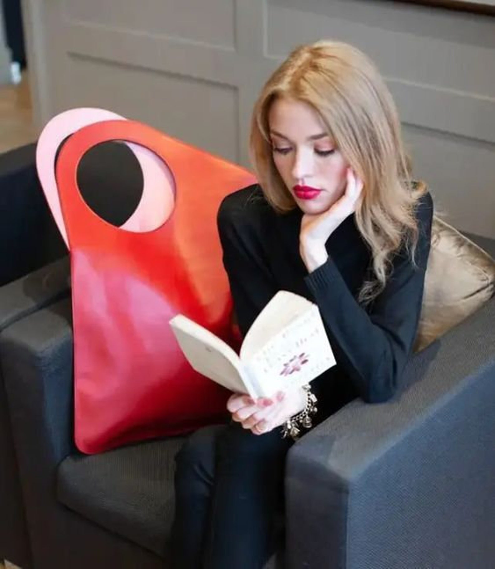 Big Red Bag Big Red Leather Bag Red Handbag Large Leather Handbag Big ...