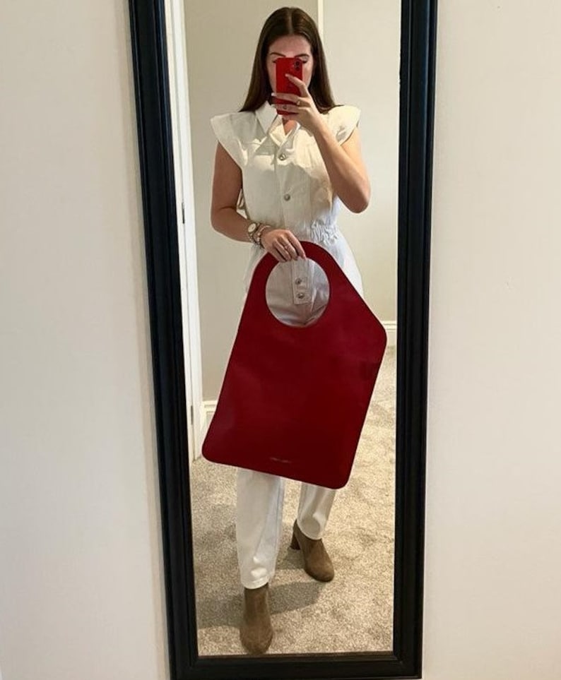 Big Red Bag Big Red Leather Bag Red Handbag Large Leather Handbag Big ...