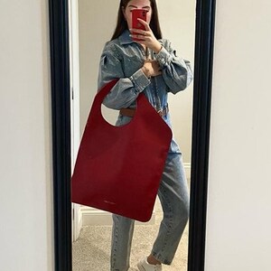 Big Red Bag Big Red Leather Bag Red Handbag Large Leather Handbag Big ...