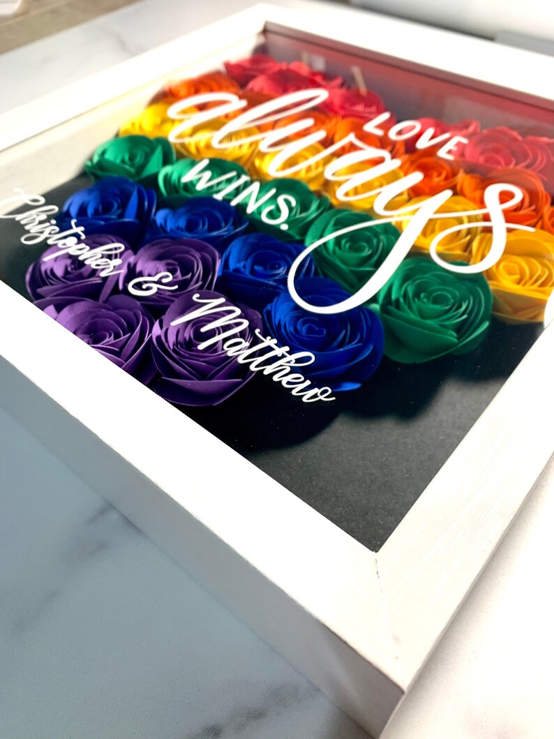 Rainbow Flower Shadow Box LGBTQ Pride Month Love Always - Etsy