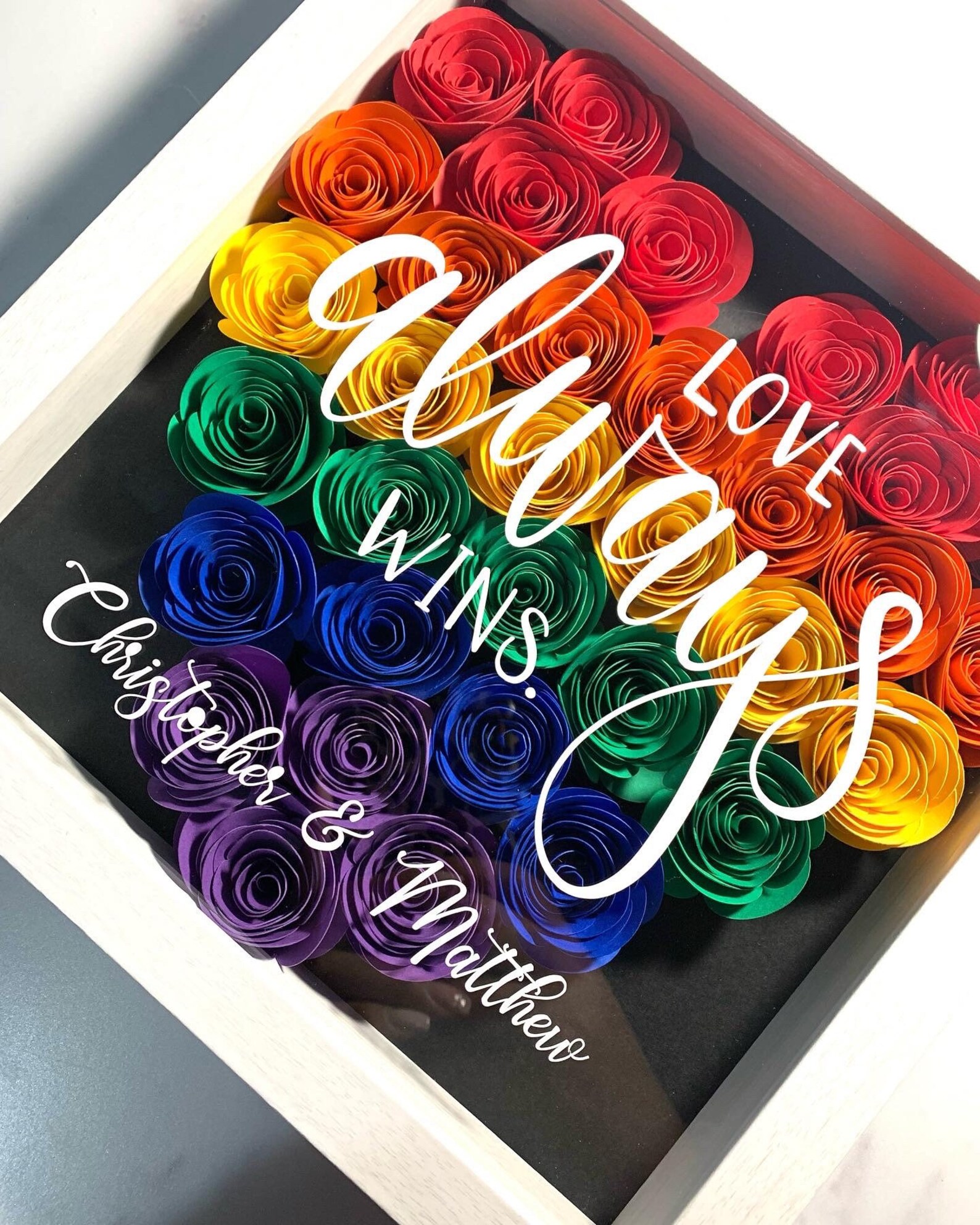 Rainbow Flower Shadow Box LGBTQ Pride Month Love Always - Etsy