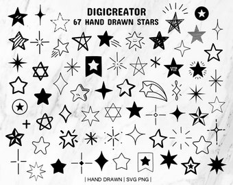Clip Art PNG Doodle Stars Clipart,40 Cute Icons set,Hand Drawn stars ...