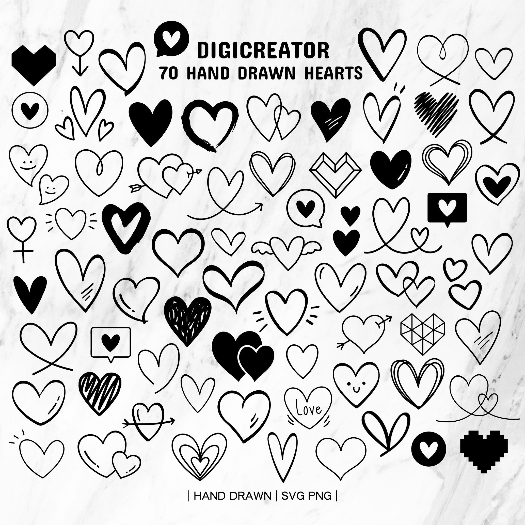 Paper Craft Supplies & Tools Doodle Heart svg Simple Hearts Svg Heart ...