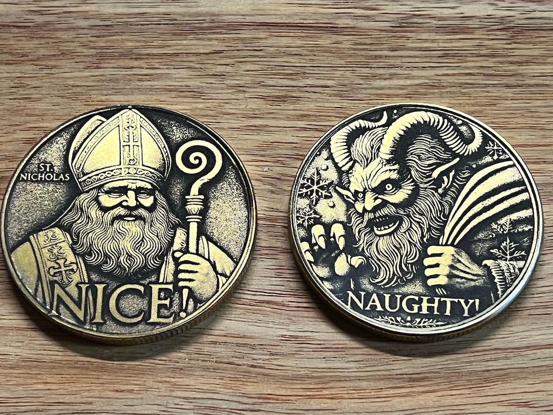 The Naughty/nice Flip Brass-plated Judgment Coin - Etsy