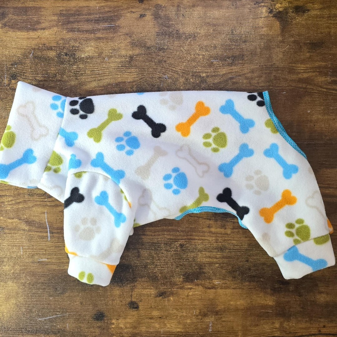 Dog Fleece Suit Fleece Rainbow Bones & Paws Print Design Waterproof ...