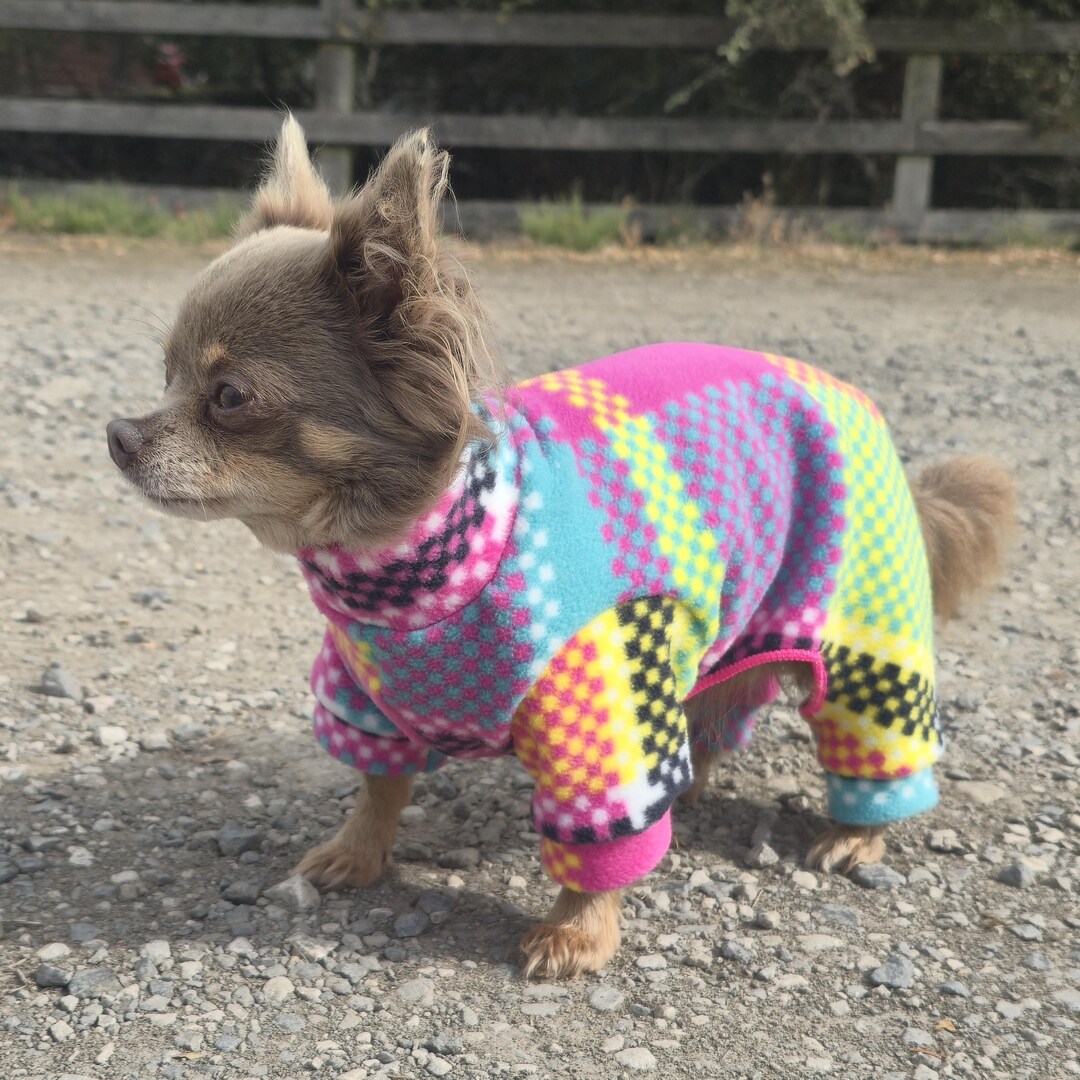 Bright Tartan Plaid Check Design Waterproof Fleece Suit Coat Dog ...