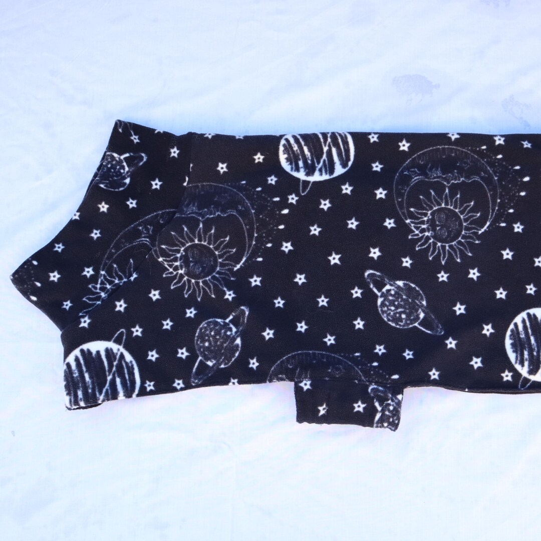 Dog Fleece Coat in Black Celestial Star Moon Print Design Waterproof ...