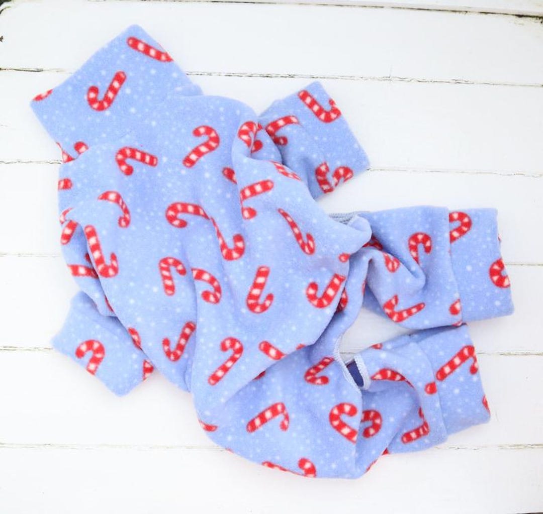 Dog Waterproof Fleece Coat Suit Pajamas Pyjamas in Candy Cane Design ...
