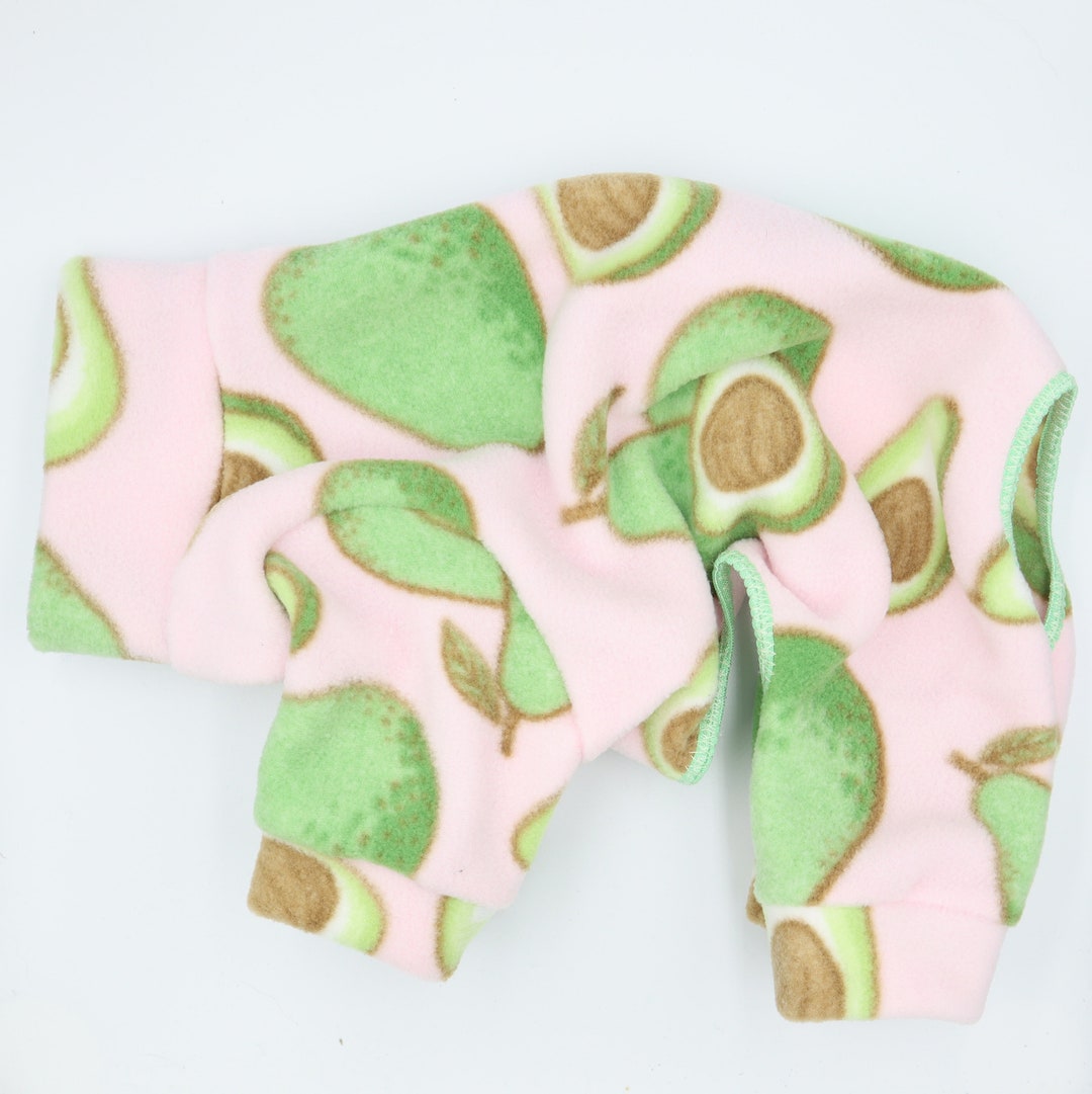 Dog Pink Fleece Waterproof Suit Pajamas Pyjamas in a Cute Avocado Print ...