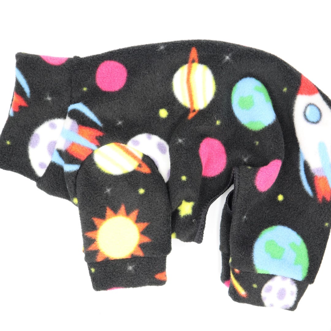 Dog Waterproof Fleece Coat Suit Pajamas Pyjamas in Black Space Rocket ...