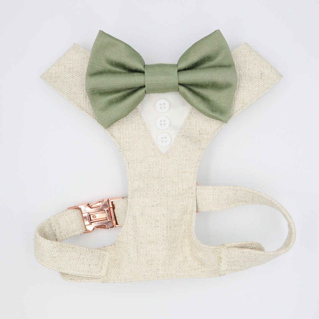 Tuxedo Wedding Dog Harness in Beige Natural Linen Colour TEXTURED ...