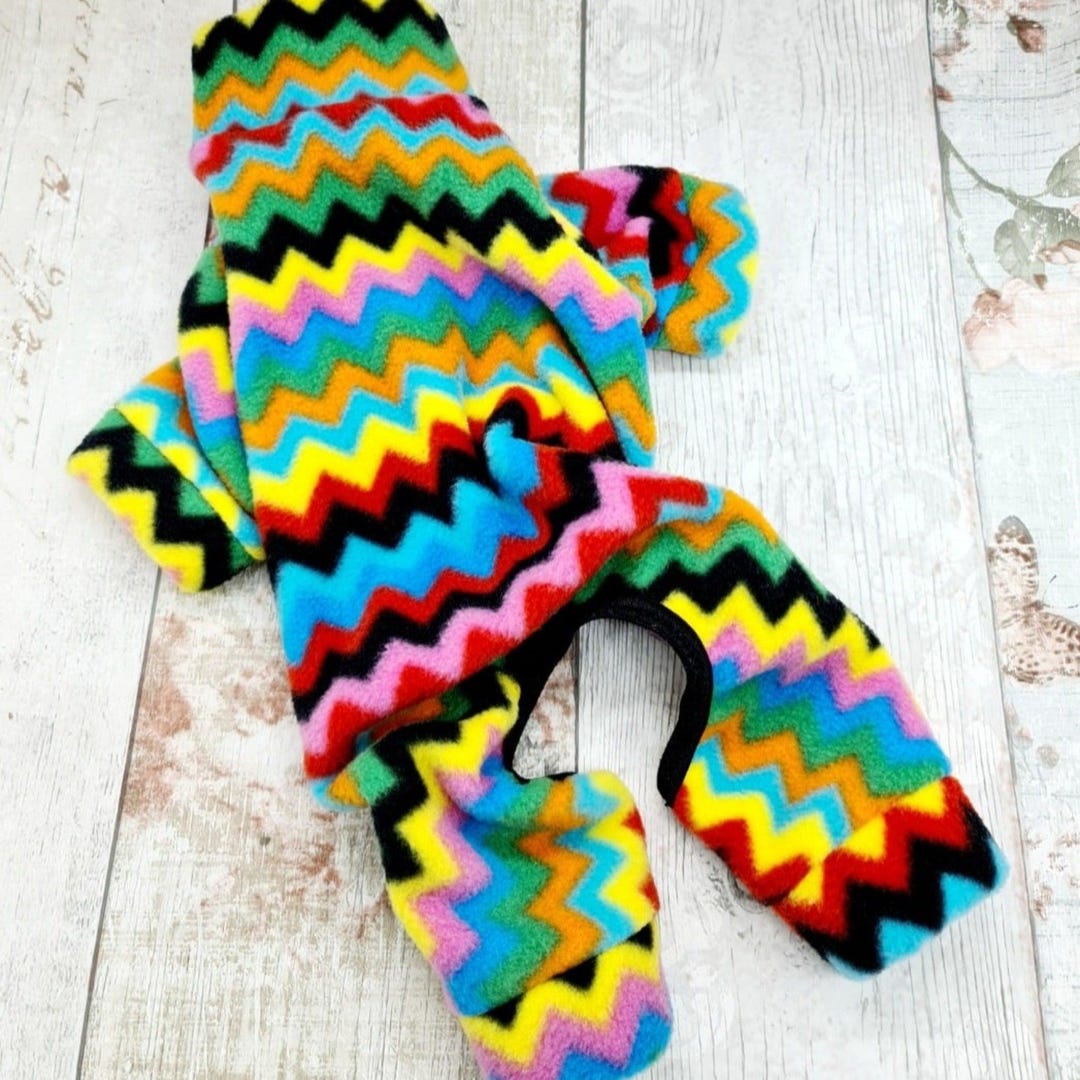 Dog Waterproof Fleece Coat Suit Pajamas Pyjamas in Bright Zig Zag ...
