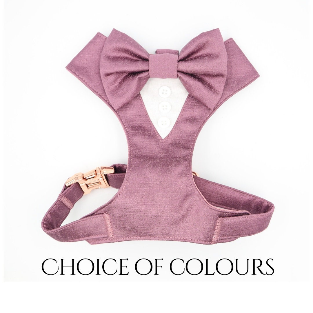 Tuxedo Wedding Dog Harness in Mauve Pink Purple Berry Silk Satin ...