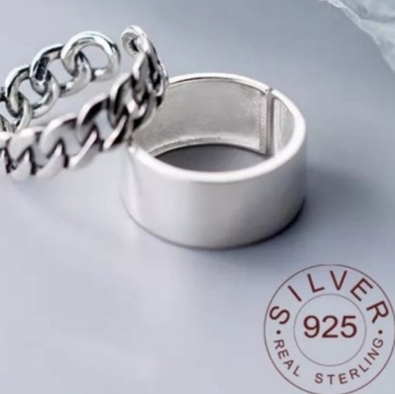 Minimalist Wide Band Ring | 925 Sterling Silver - Gem