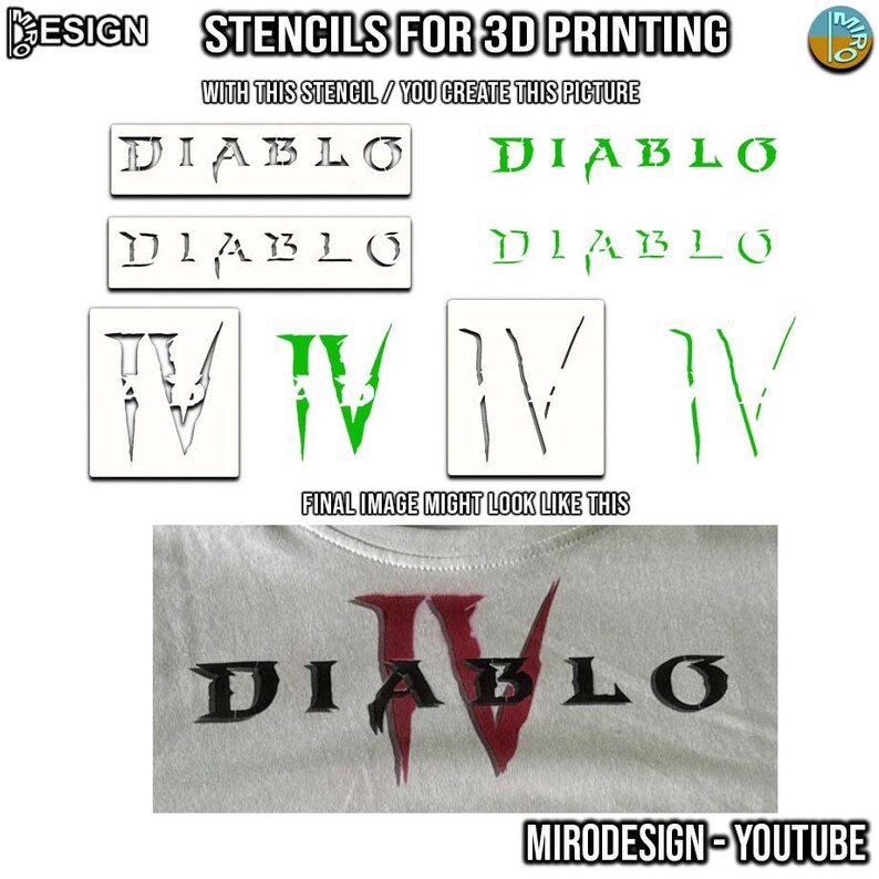 3D Printed Stencils - Diablo - Etsy