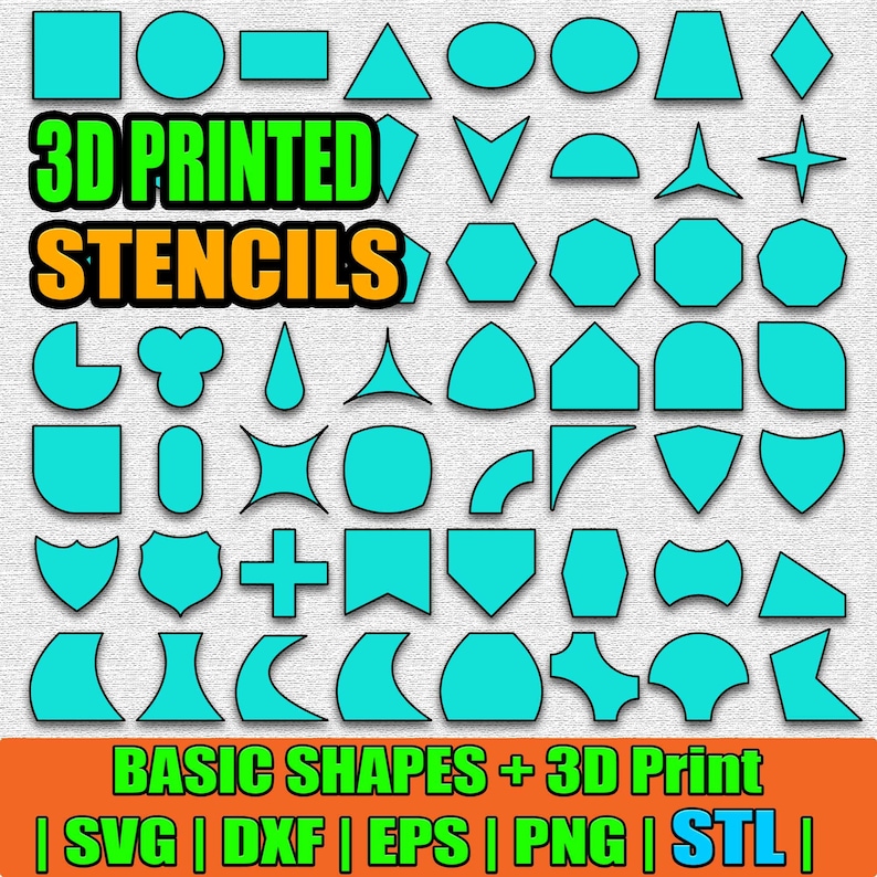 Stencils Pack for Crafting - Basic Shapes | Svg | Dxf | Eps | Png | Stl ...